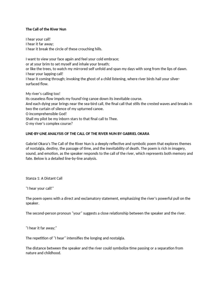 The Call of The River Nun | PDF | Poetry | Destiny