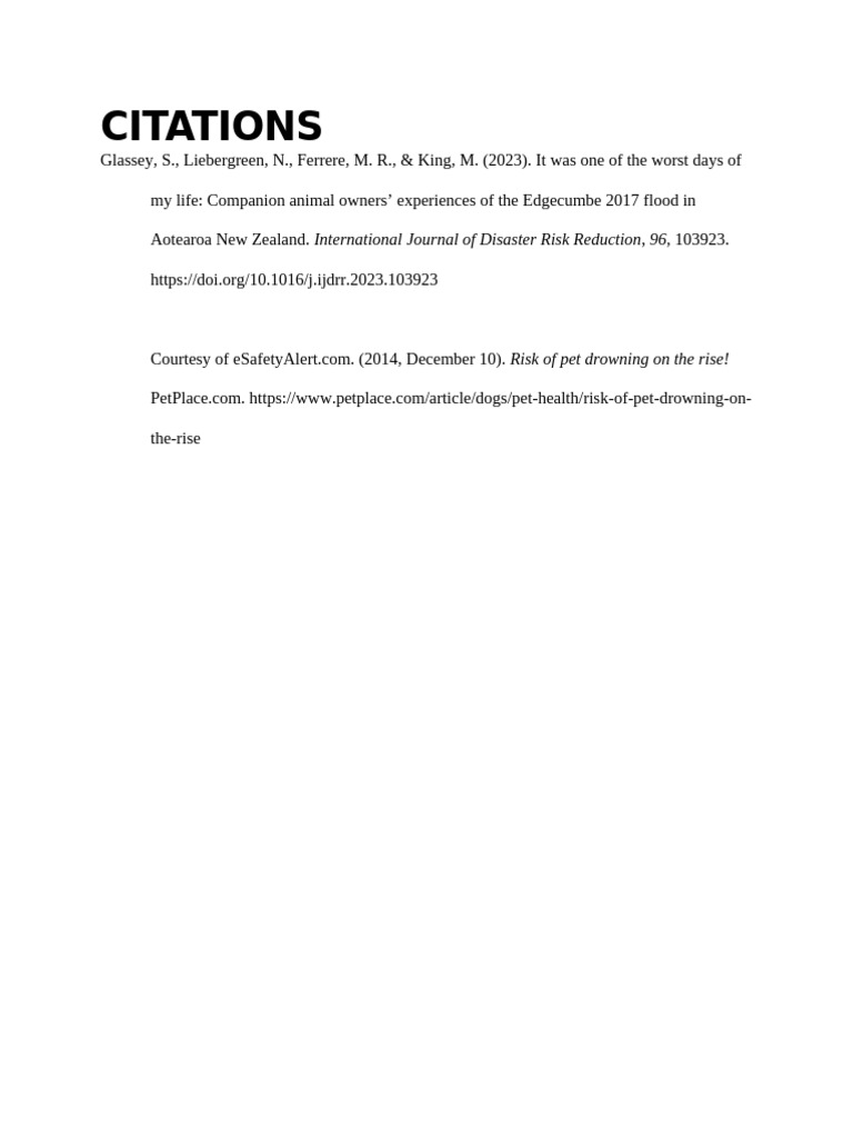 Pet Drowning Risks in Disasters | PDF