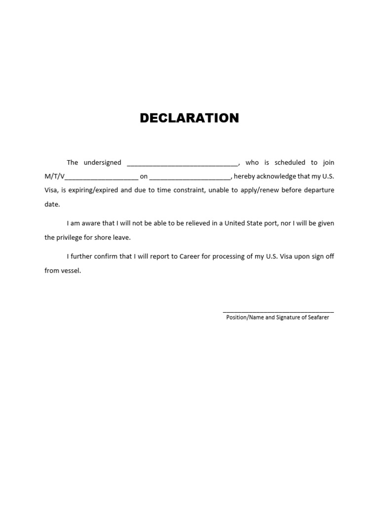 Declaration Us Visa New - 250304 - 184154 | PDF