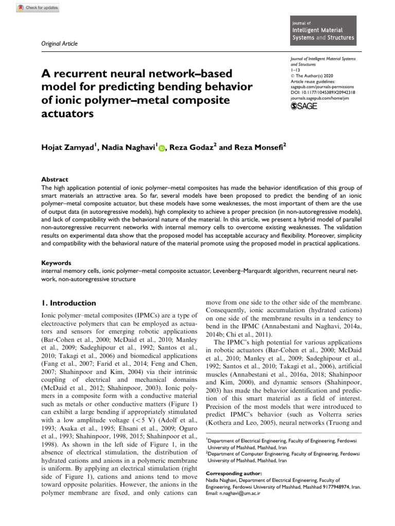 2020 A Recurrent Neural Network Based Model For Predicting Bending Behavior Of Ionic Polymer