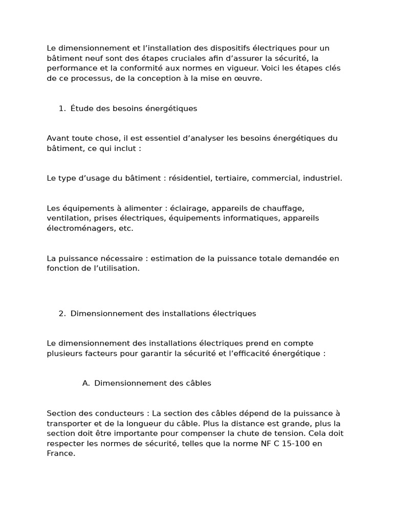 Dimensionnement électrique bâtiment | PDF | Puissance (physique ...