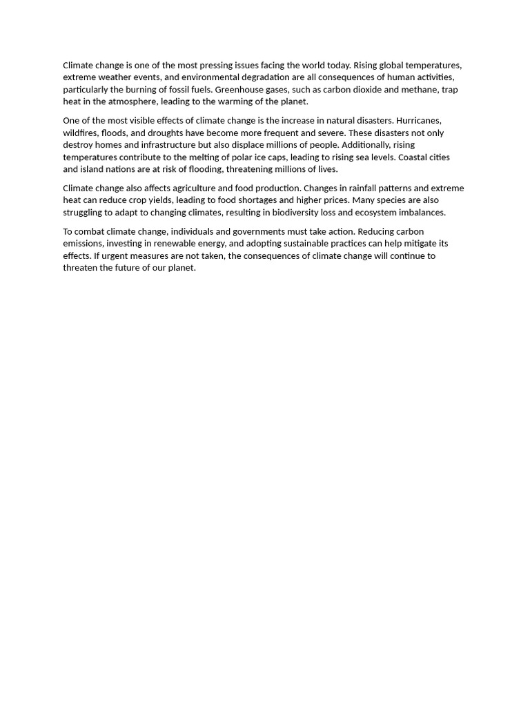 The Impact of Climate Change On Our Planet | PDF