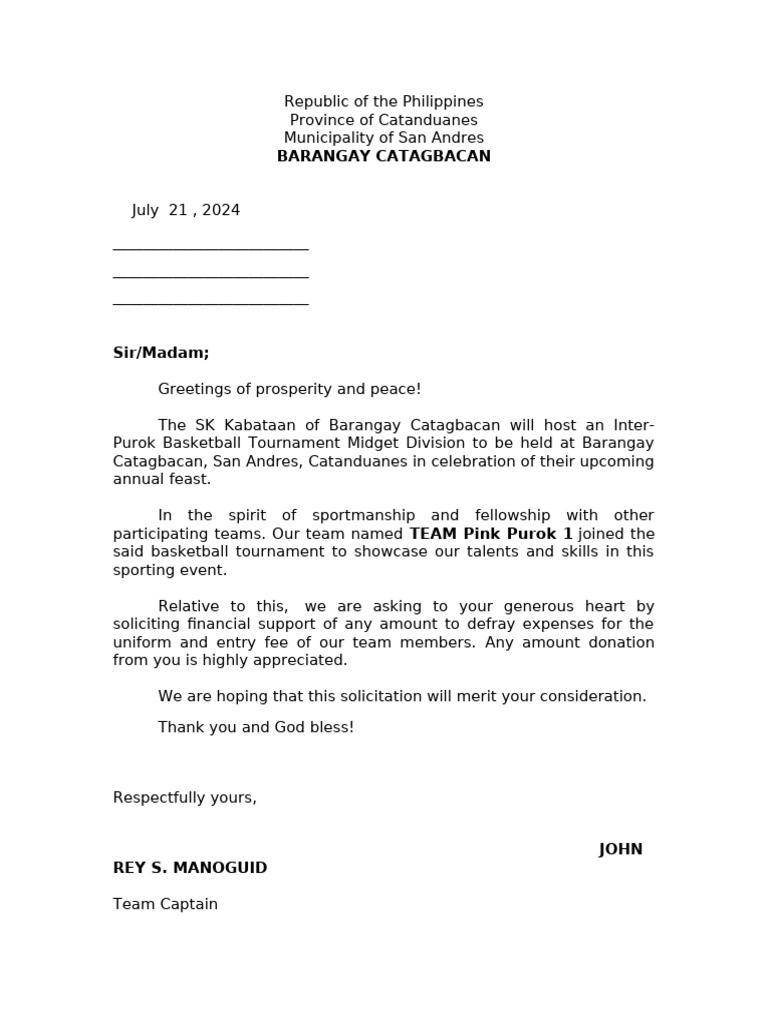 Basketball Solicitation | PDF