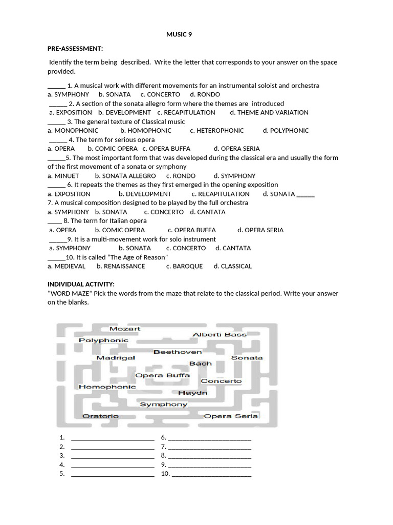 Classical Music Concepts Quiz | PDF
