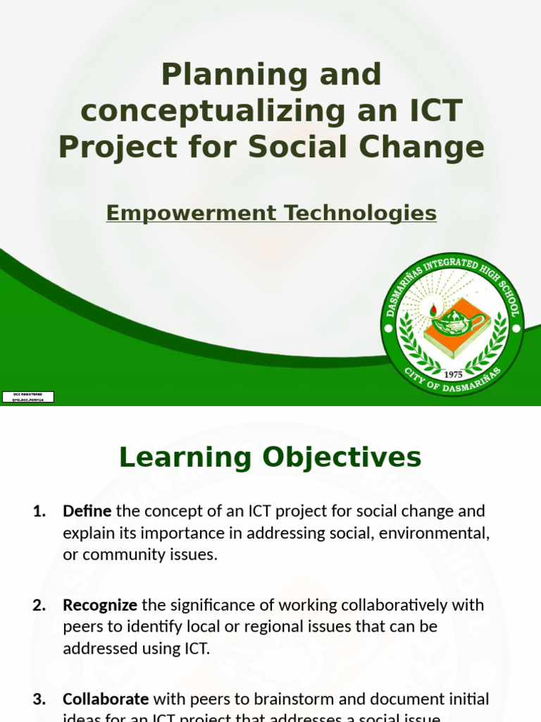 Lesson 4 - Planning and Conceptualizing An ICT Project For Social ...