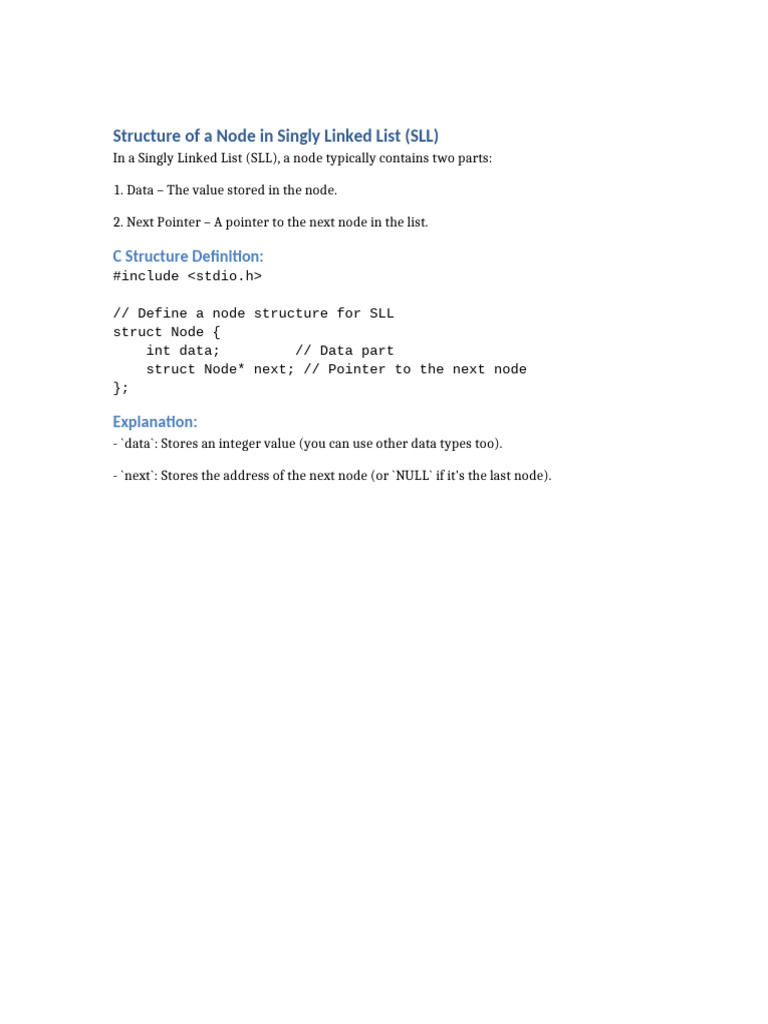 SLL Node Structure | PDF