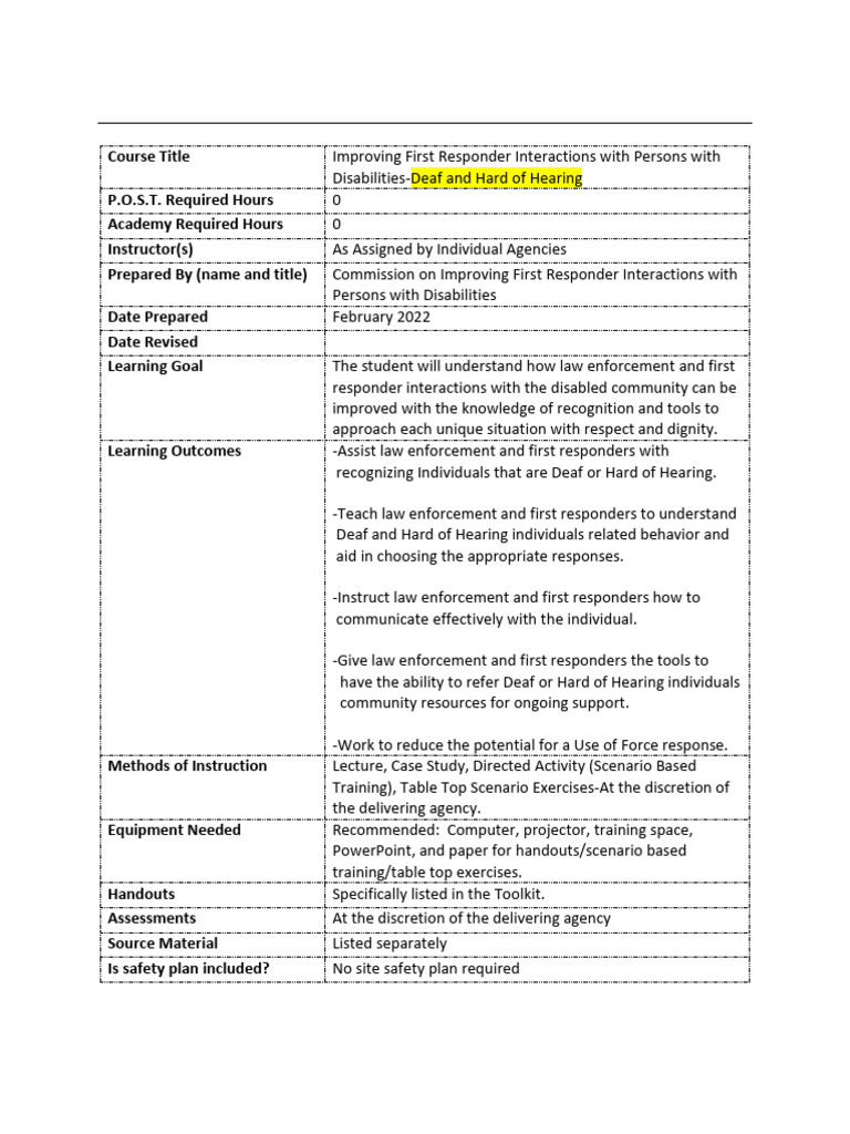 First Responder Training for Deaf Individuals | PDF | Deafness | Sign ...