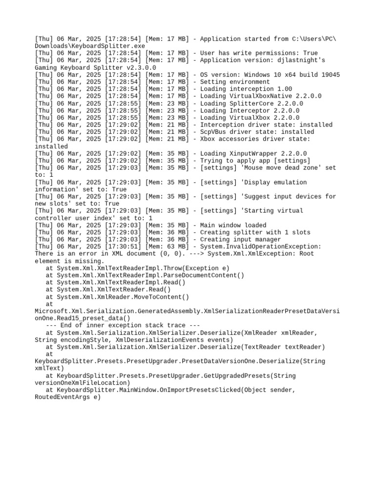 Splitter Log | PDF | Xml | Microsoft Windows