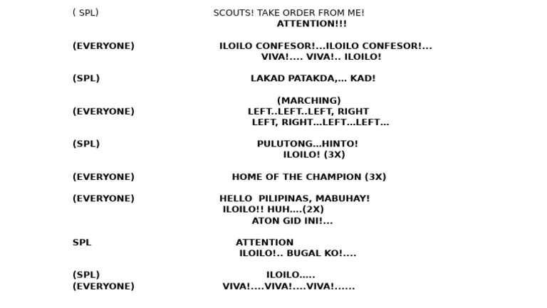 Iloilo Boy Scout Yell Script | PDF