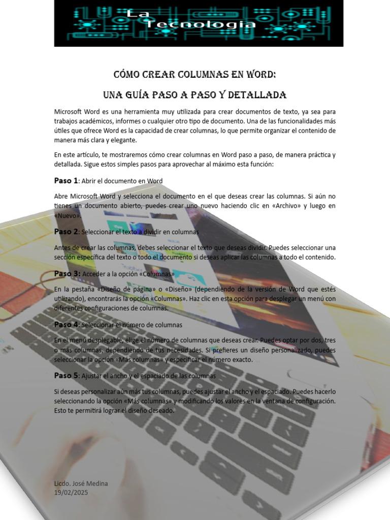 Crear Columnas en Word: Guía Práctica | PDF | Microsoft Word | Microsoft
