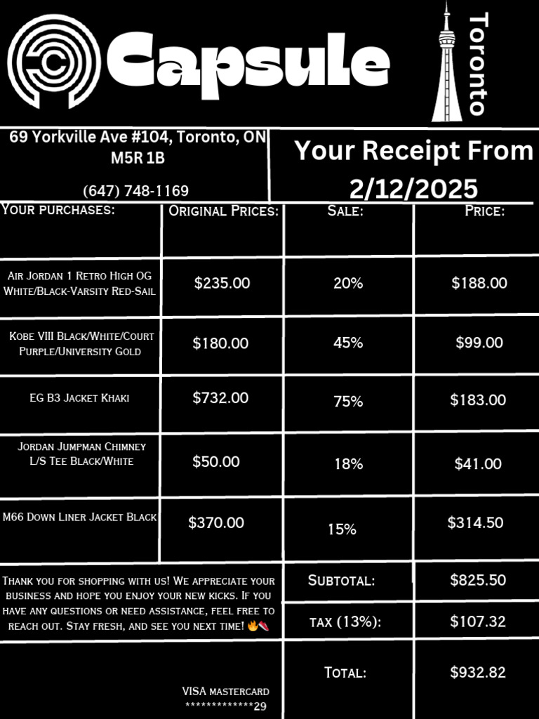Receipt for Sneaker Purchases | PDF