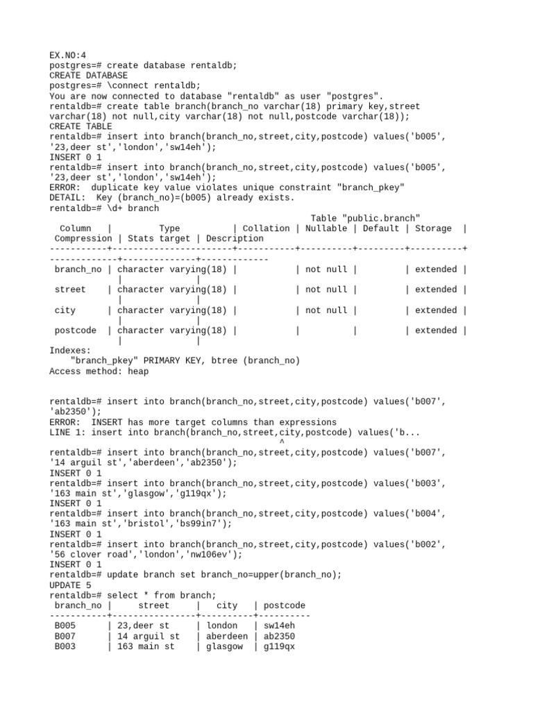 EX NO 4 | PDF | Data Management | Computer Data