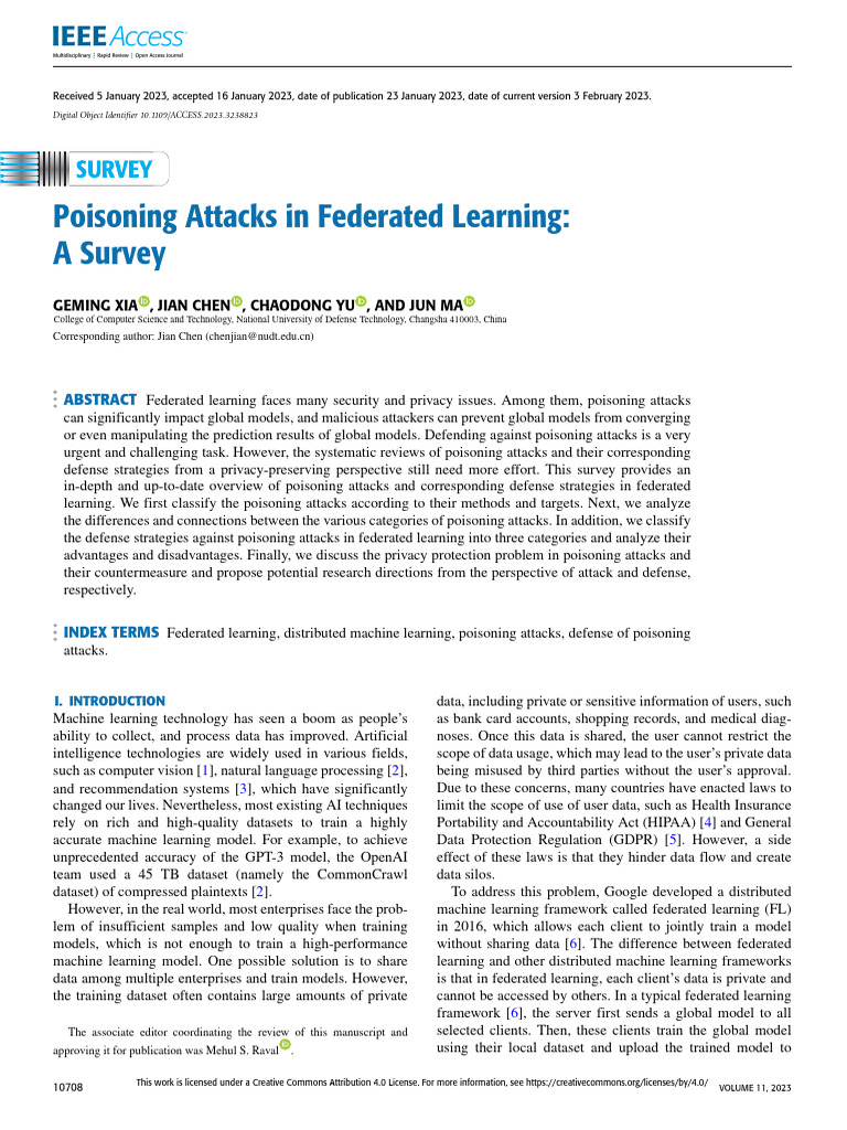 Poisoning Attacks in Federated Learning - A Survey | PDF | Machine ...