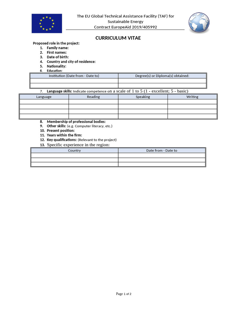 CV Template English | PDF