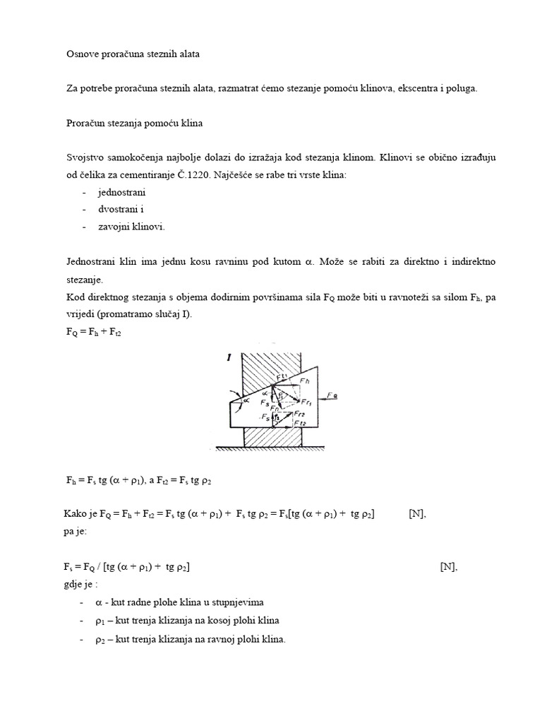 Proračun Stezanja Pomoću Klina | PDF