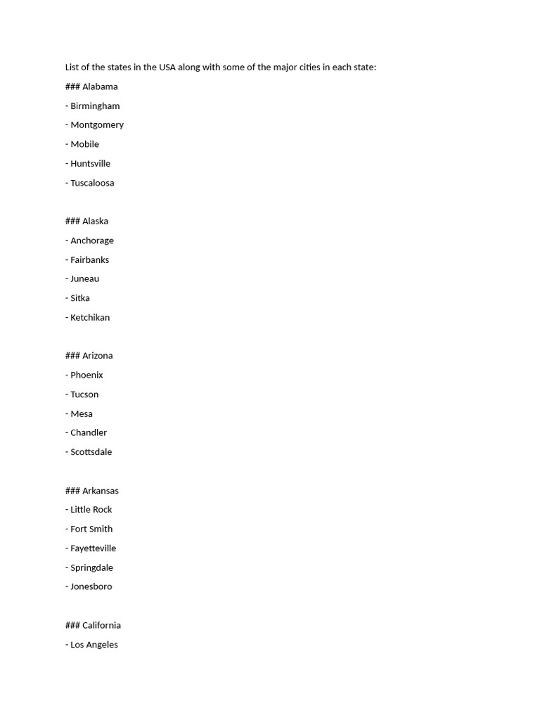 US Cities by State List | PDF
