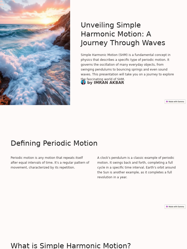 Unveiling Simple Harmonic Motion A Journey Through Waves | PDF ...