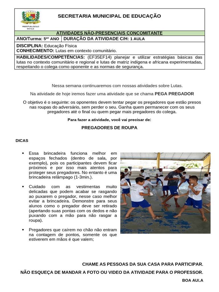 Atividade Luta: Pega Pregador | PDF