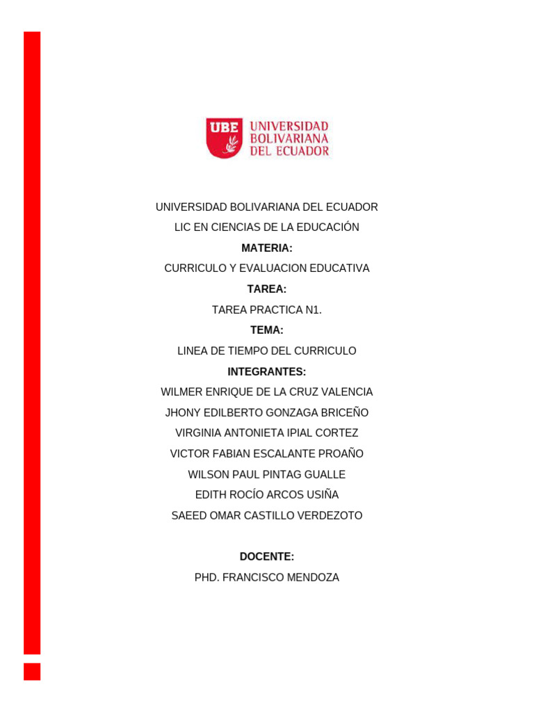 CURRICULUM Liena de Tiempo | PDF