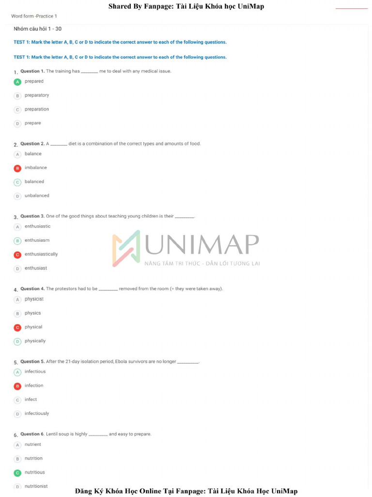 1 Word Form - Practice 1-DA | PDF