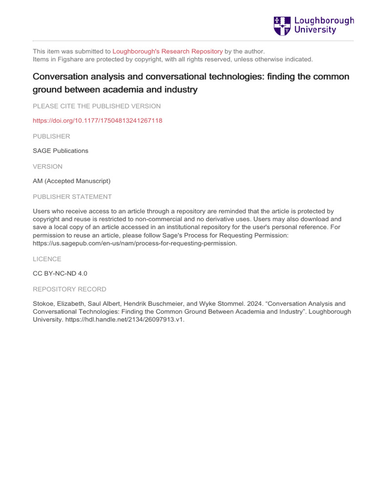 Conversation Analysis and Conversational Technologies | PDF ...