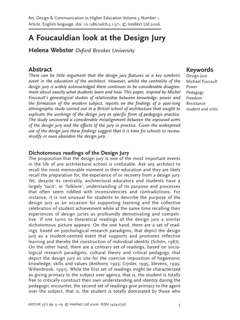 A Foucauldian Look at The Design Jury | PDF | Michel Foucault | Discourse