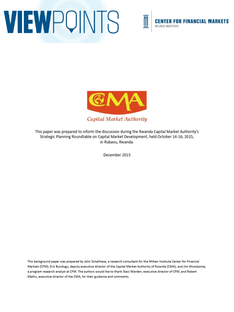 Background Paper Capital Markets in Rwanda FINAL | PDF | Rwanda | Banks