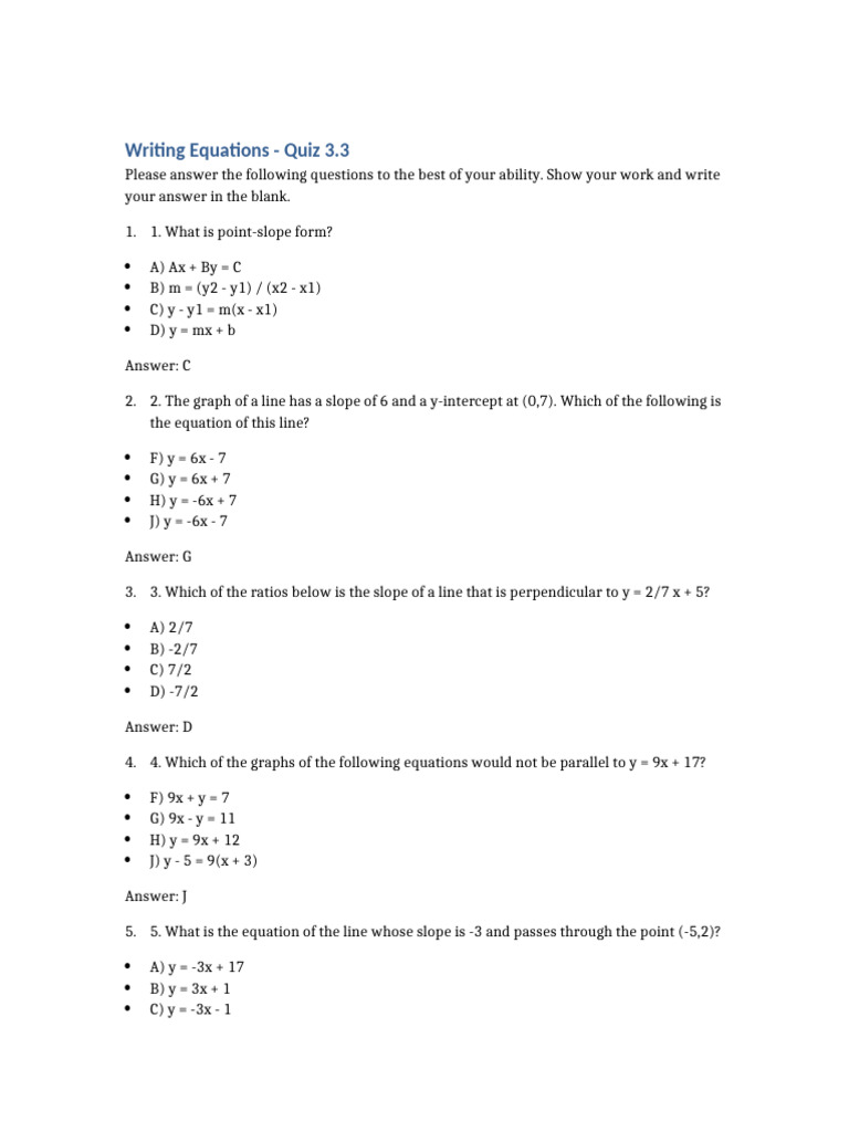 Writing_Equations_Quiz | PDF