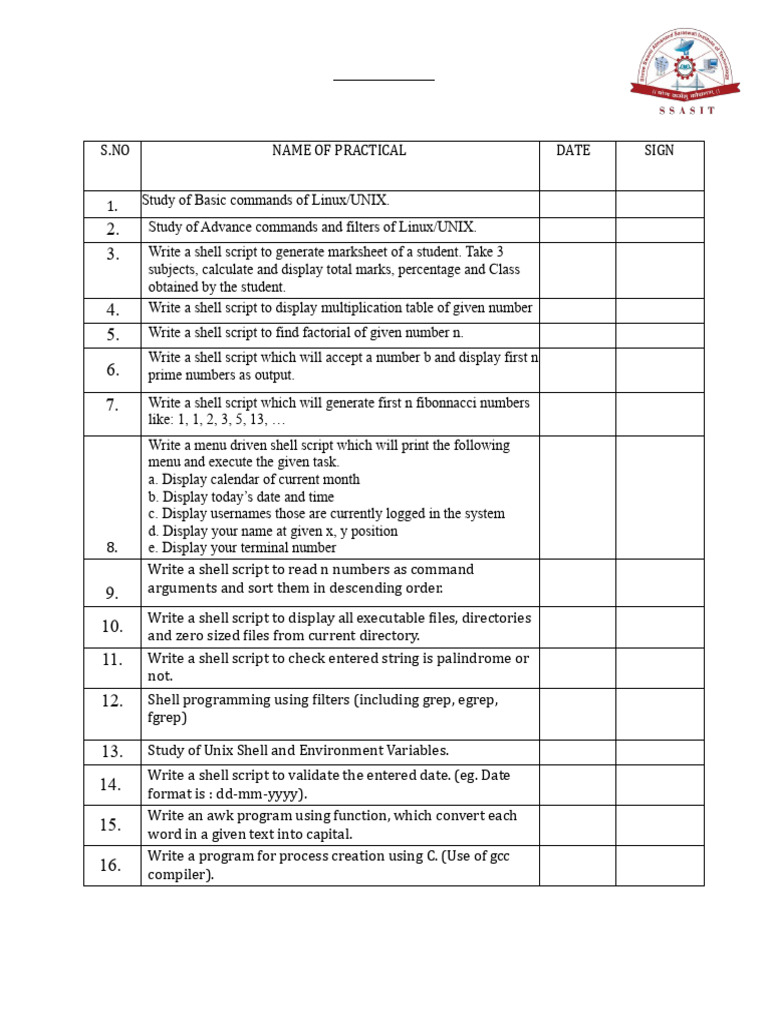 Os - Practical List | PDF