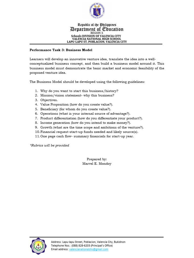 Entrep Performance Task 3 | PDF