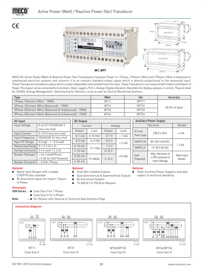 Reactive Power Measurement Transducers | PDF | Power Supply ...