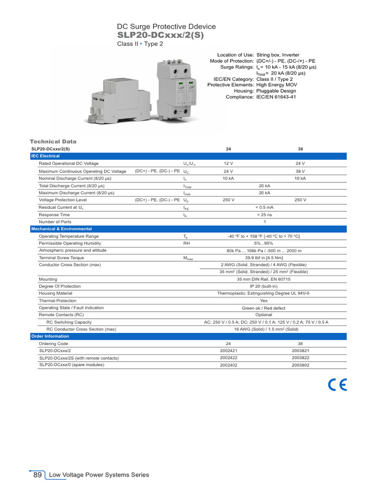 LSP Catalog Type 2 DC Surge Protective Device SLP20 DC Series | PDF ...