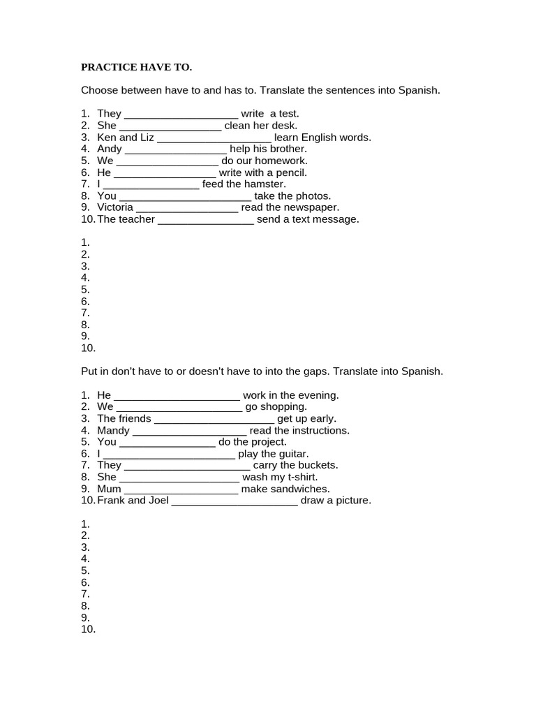 PRACTICE HAVE TO | PDF