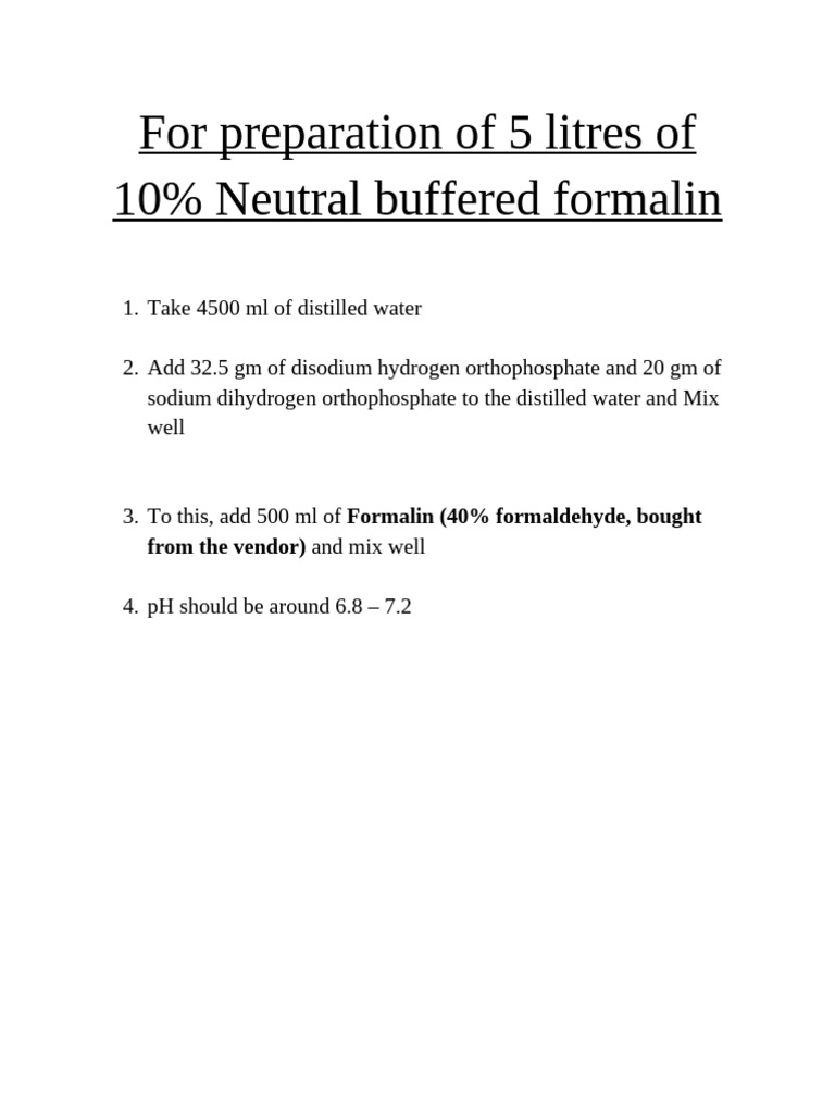 Neutral Buffered Formalin | PDF