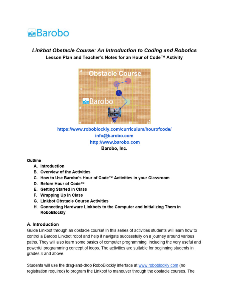 Link Bot Obstacle Course Lesson Plan and Notes | PDF | Control Flow ...