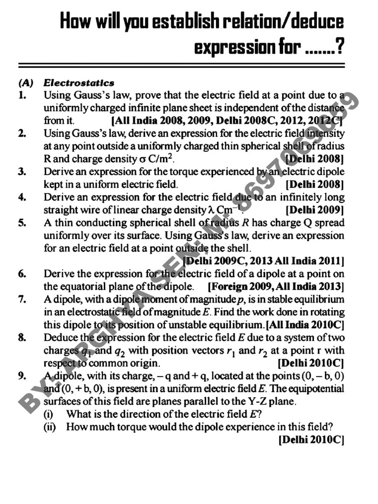 All Derivations PHY XII Arghya Sen | PDF | Refractive Index | Atoms
