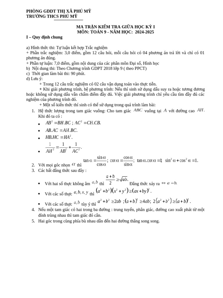 MTGK Toan 9 | PDF