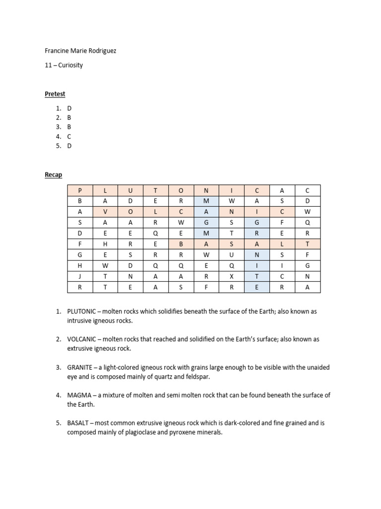 Module 5 Earth Science Rodriguez, Francine Marie | PDF | Rock (Geology ...