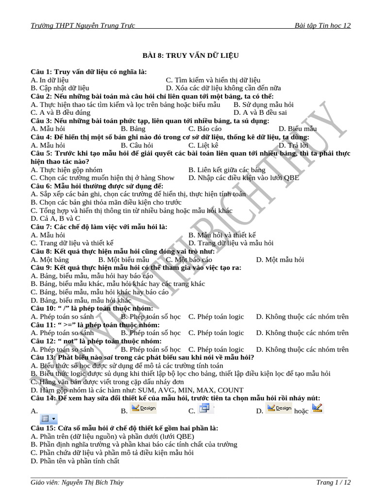 ngan-hang-cau-hoi-tin-hoc-12 | PDF