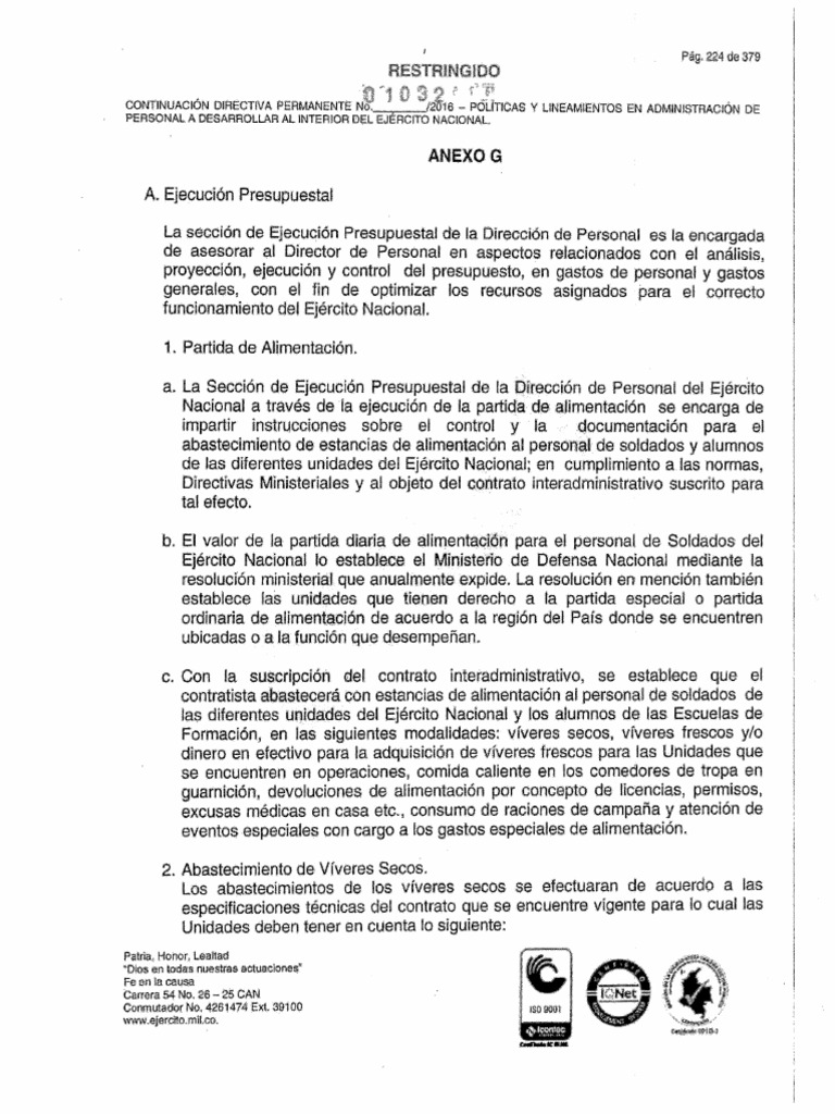 Anexo G de Alimentacion | PDF