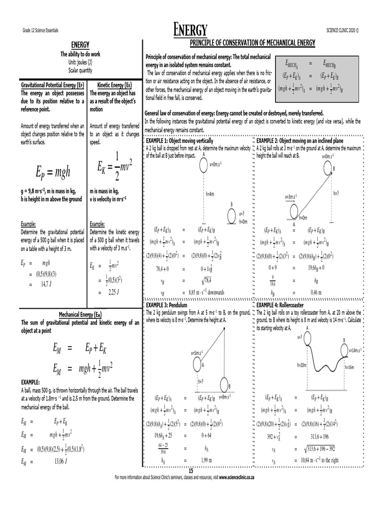 Work & Energy - Science Clinic 2021 | PDF | Force | Potential Energy