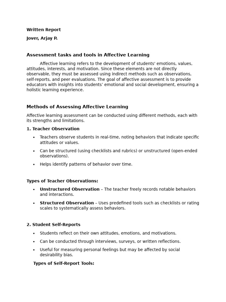 Written Report - Profed 11 | PDF | Educational Assessment | Self Report Study