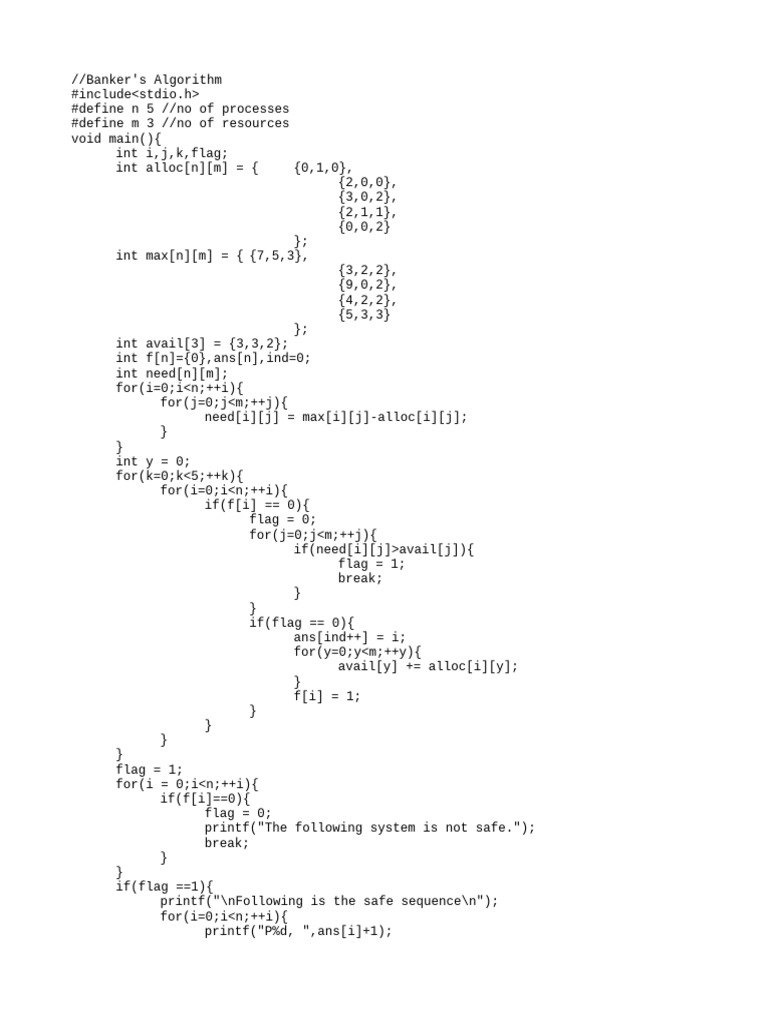 Bankers Algorithm | PDF