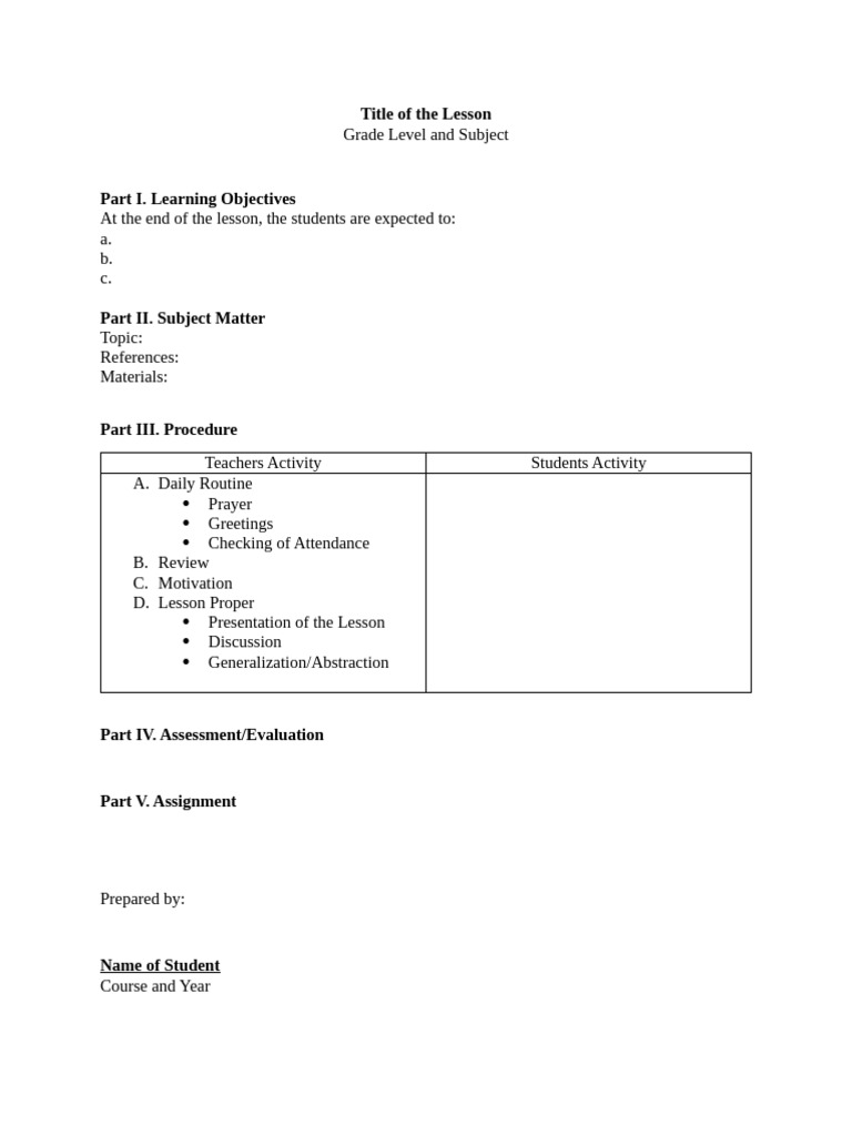DLP Template | PDF