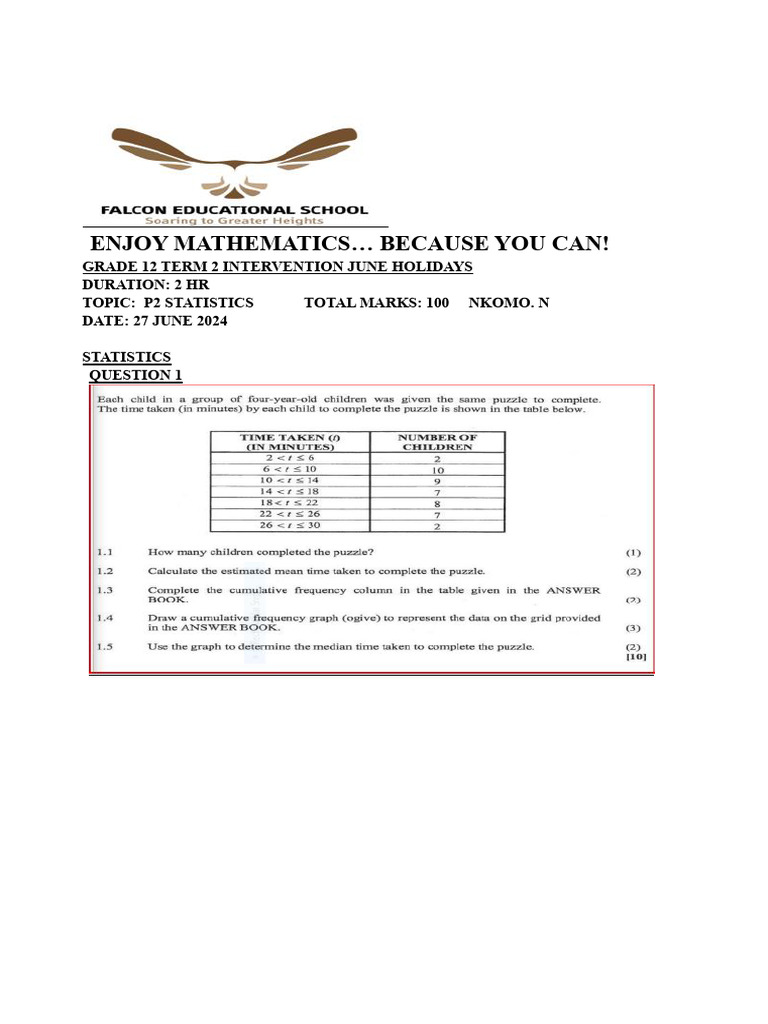 Grade 12 Statistics Intervention Guide | PDF