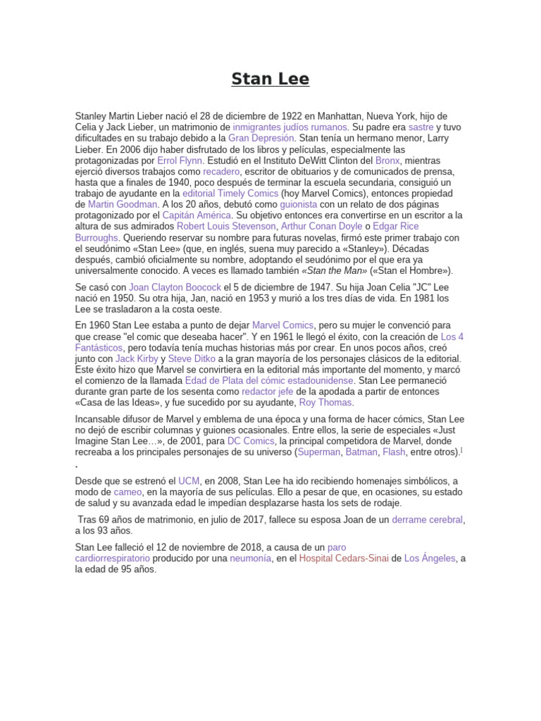 Stan Lee | PDF | Comics Marvel | Ficción de superhéroes