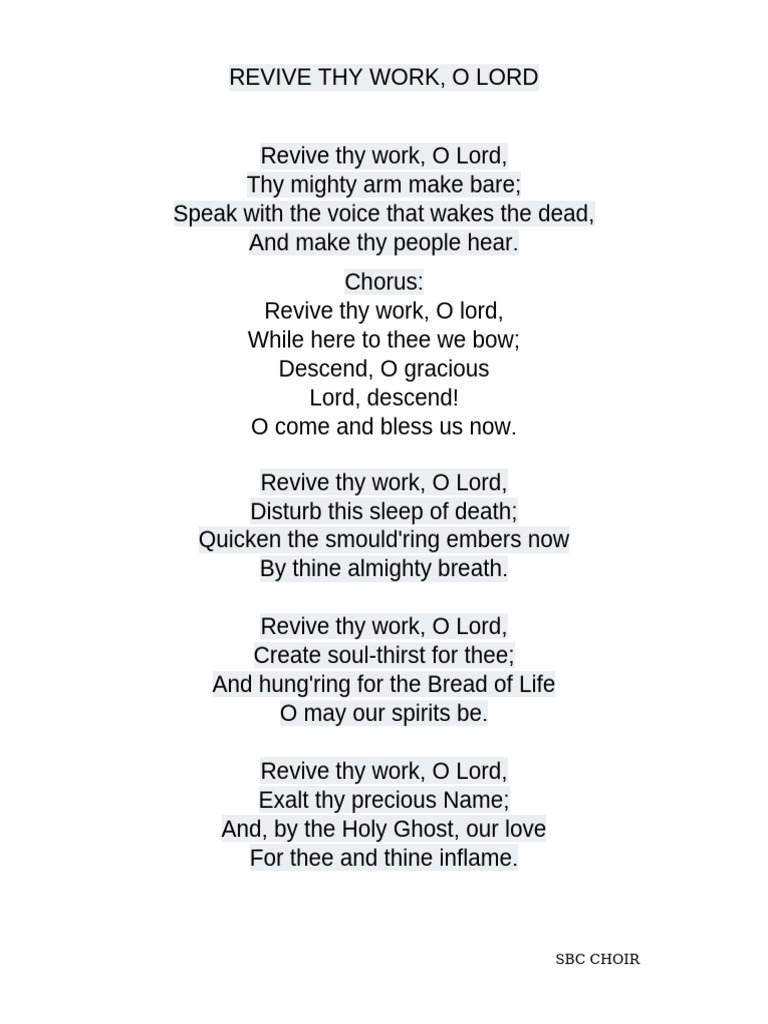Revive Thy Work | PDF