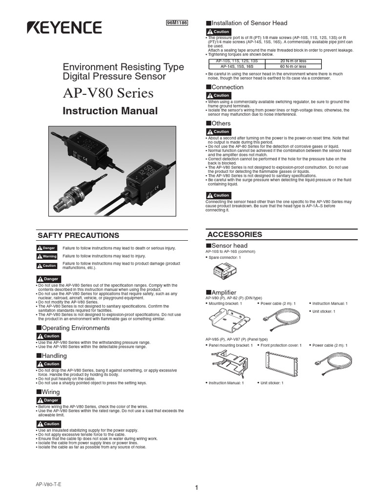 Amplifier Unit - AP-V80 - Keyence | PDF | Electrical Connector | Amplifier