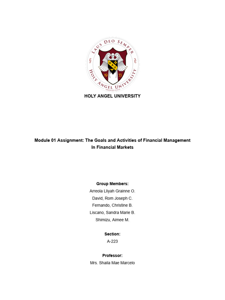 Module 01 Assignment A 223 | PDF | Market (Economics) | Capital Structure