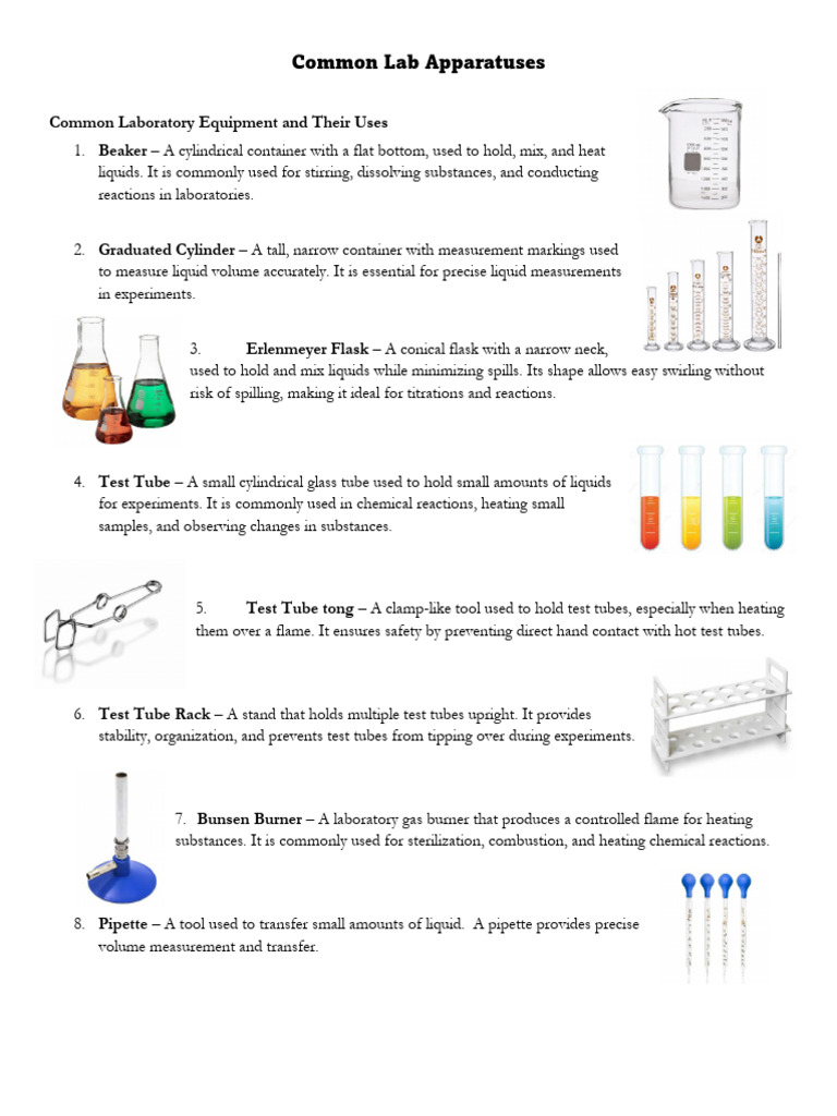 SY 24 25 2nd Sem Common Lab Apparatus Handout | PDF